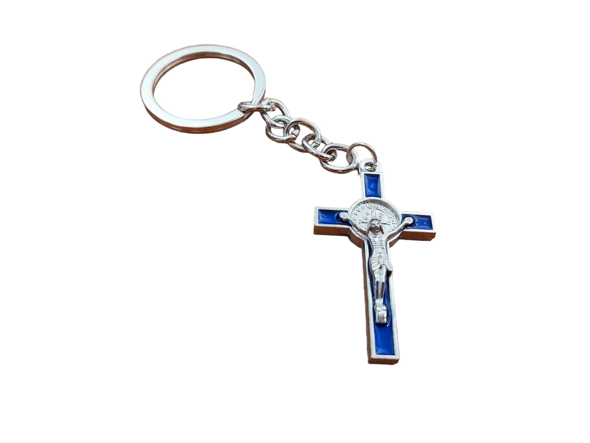 Crucifix Key Chain Blue (4cm*2.4cm) – Rosary.sg